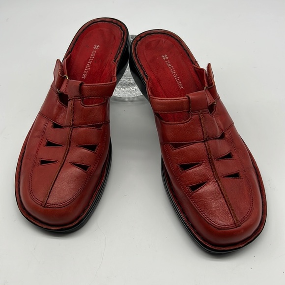 Naturalizer | Shoes | Naturalizer Red Leather Slip On Mules Size 85 ...